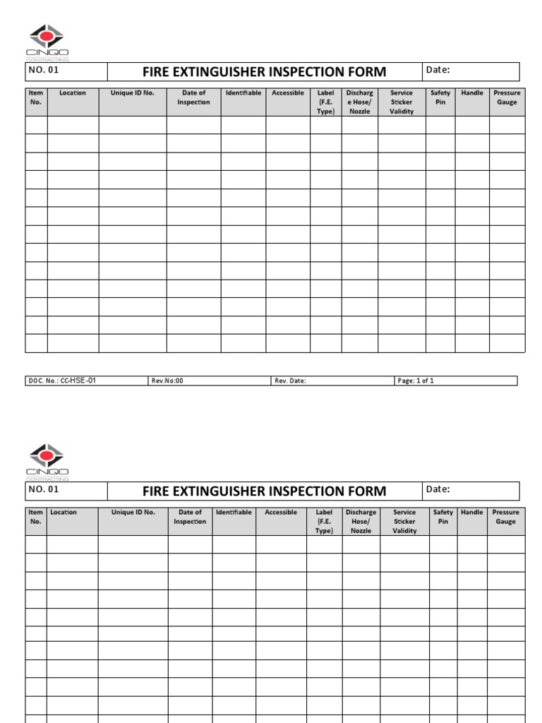 Fire Extinguisher Inspection January-2020 | PDF | Equipment ...
