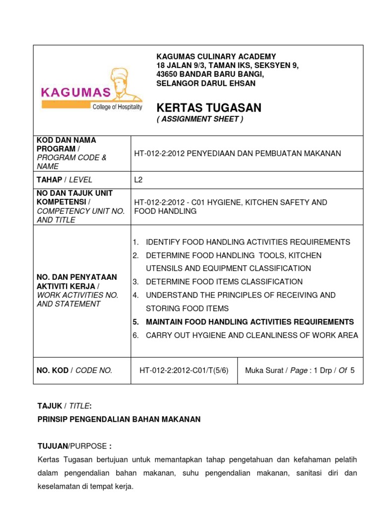 Kertas Tugasan: Program Code & Name | PDF