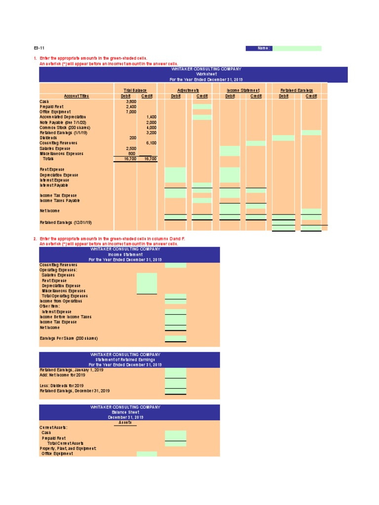 Wahlen Int3e EX03-11 | PDF | Debits And Credits | Expense
