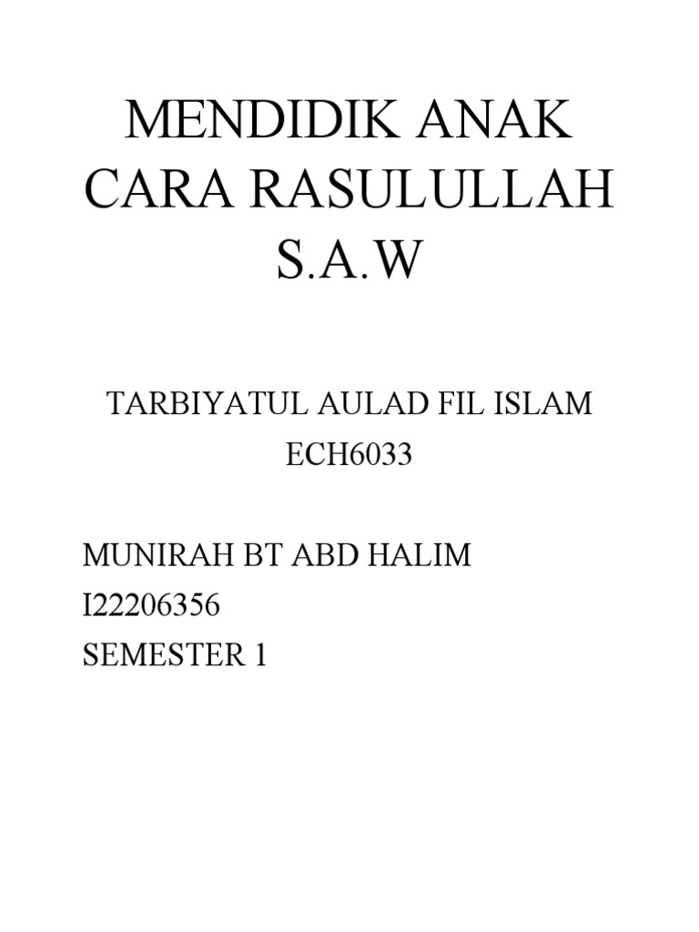 Ass Tarbiyatul Aulad Fil Islam | PDF