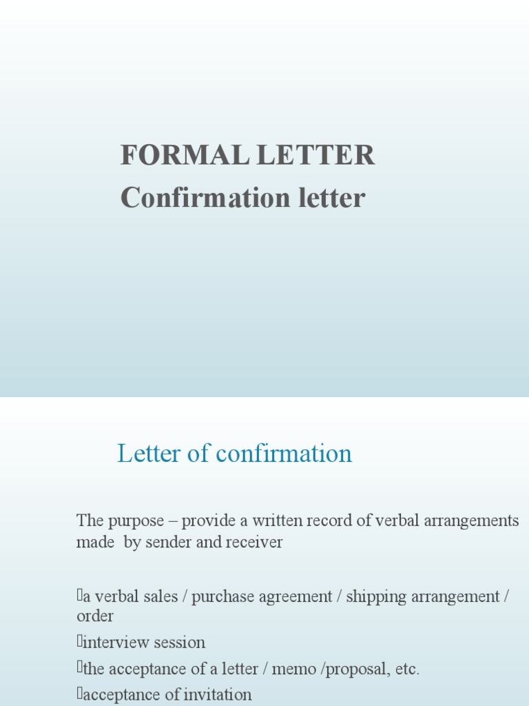 Lecture 12 - Confirmation - Letter - 202201 | PDF | Payments