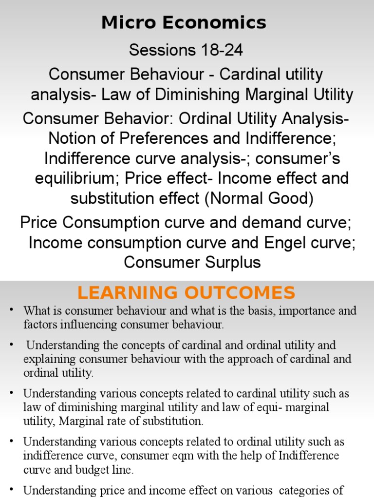 Microeconomics I Session 18-24 Consumer Behaviour | PDF | Utility ...