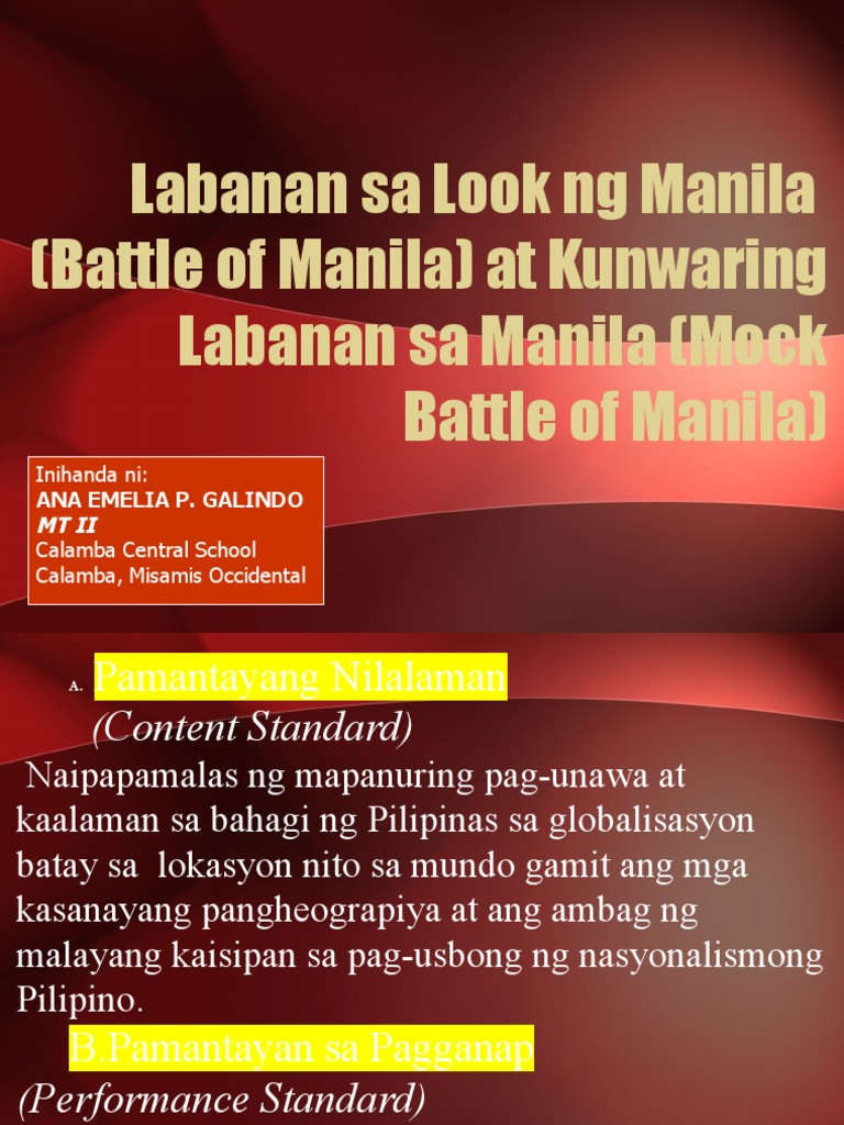 Labanan Sa Look NG Manila Battle of Manila at Kunwaring Labanan Sa ...