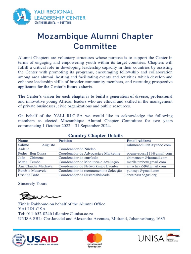 Mozambique - Chapter Committee Letter.pdf | PDF