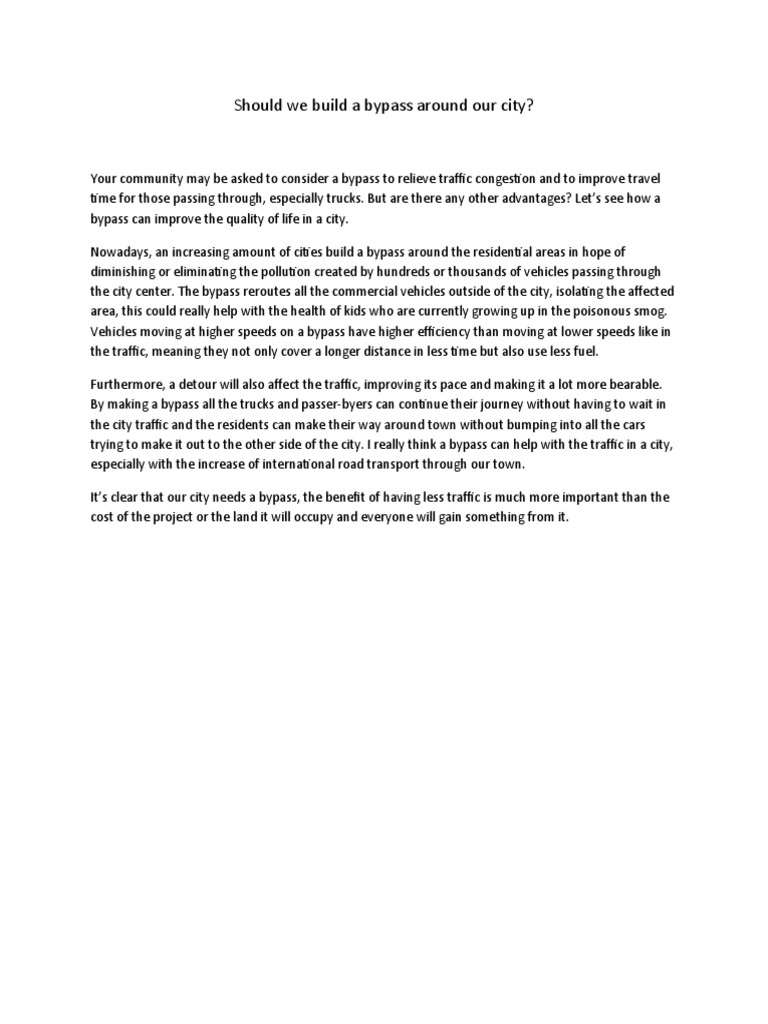 Should We Build A Bypass Around Our City | PDF