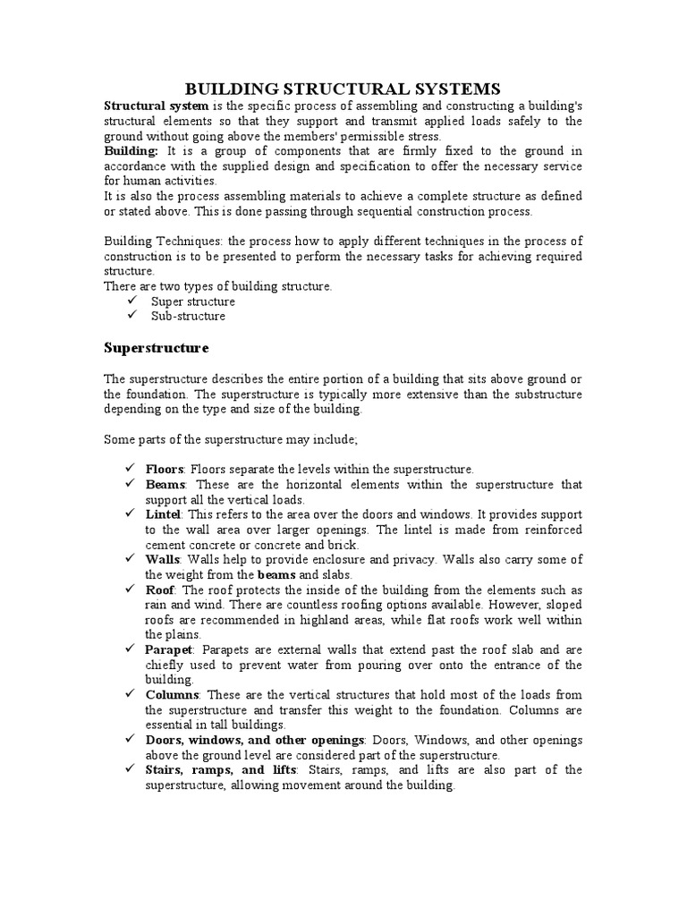 Building Structural Systems | PDF | Reinforced Concrete | Lumber