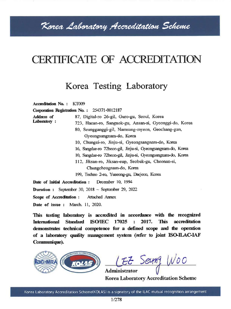 KTL KT009 Korea Testing Laboratory Eng | PDF | Volatile Organic ...