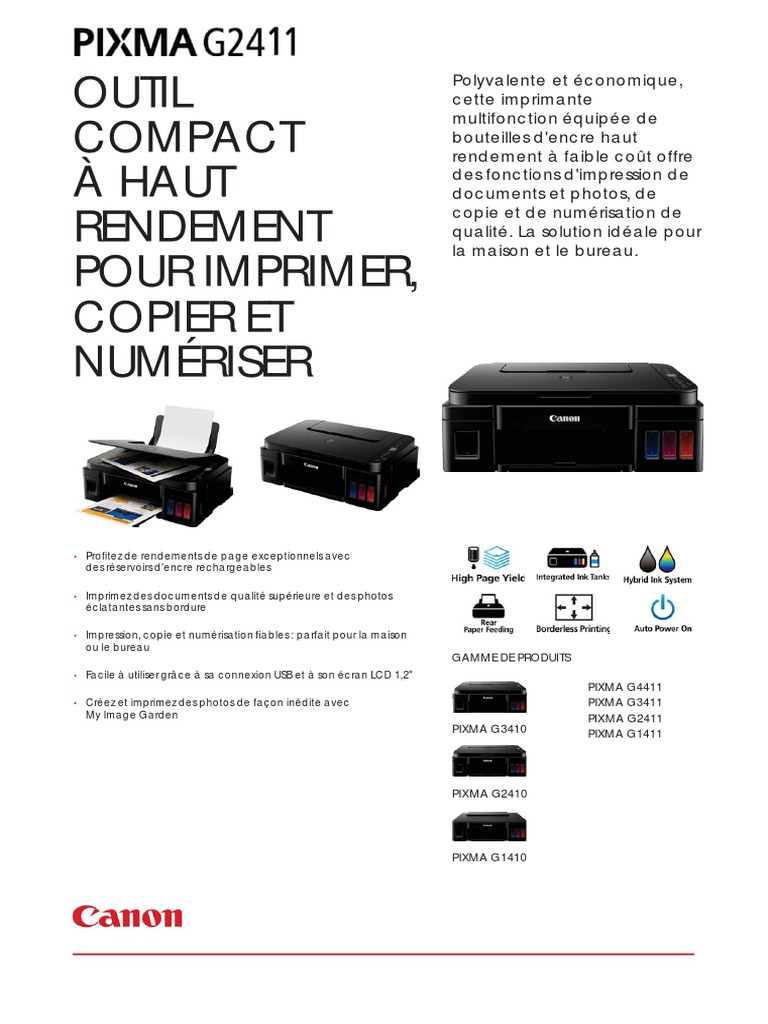 Imprimante Multifonction Canon PIXMA G2411 | PDF | Imprimante ...