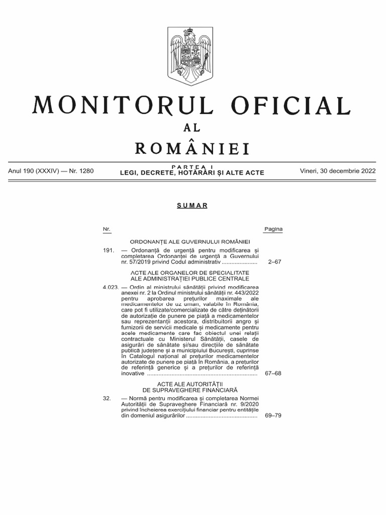 OUG 191 - 2022 Modificare Cod Administrativ PDF | PDF