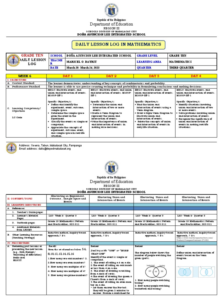 Math 10 - DLL - March 20 March 24 2023 | PDF | Inquiry Based Learning ...
