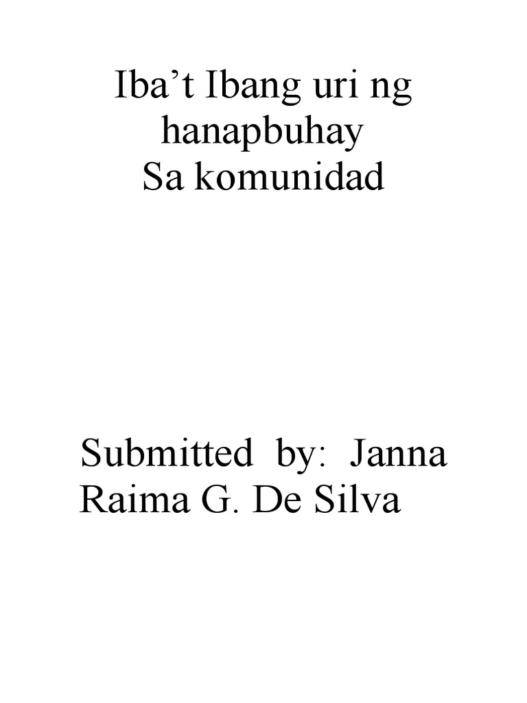 Iba't Ibang Uri NG Hanapbuhay Sa Komunidad | PDF