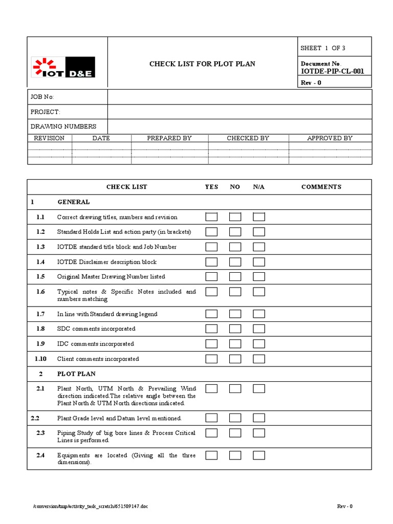 Plot Plan Checklist for IOTDE Project | PDF | Manufactured Goods