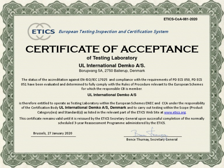 UL - DEMKO Accreditation | PDF