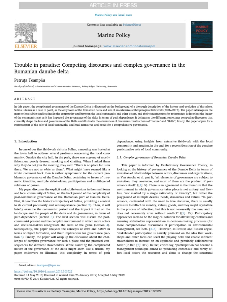 Marine Policy: Petruța Teampău | Download Free PDF | Governance | Danube