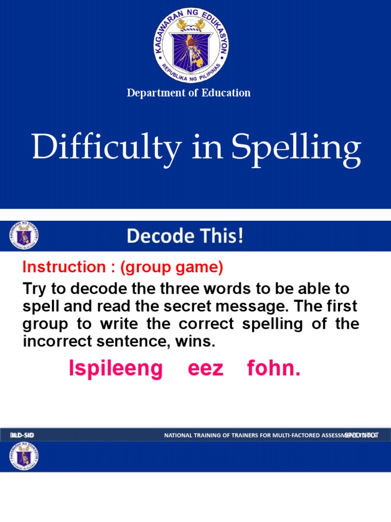 Difficulty in Spelling | PDF | Learning | Spelling