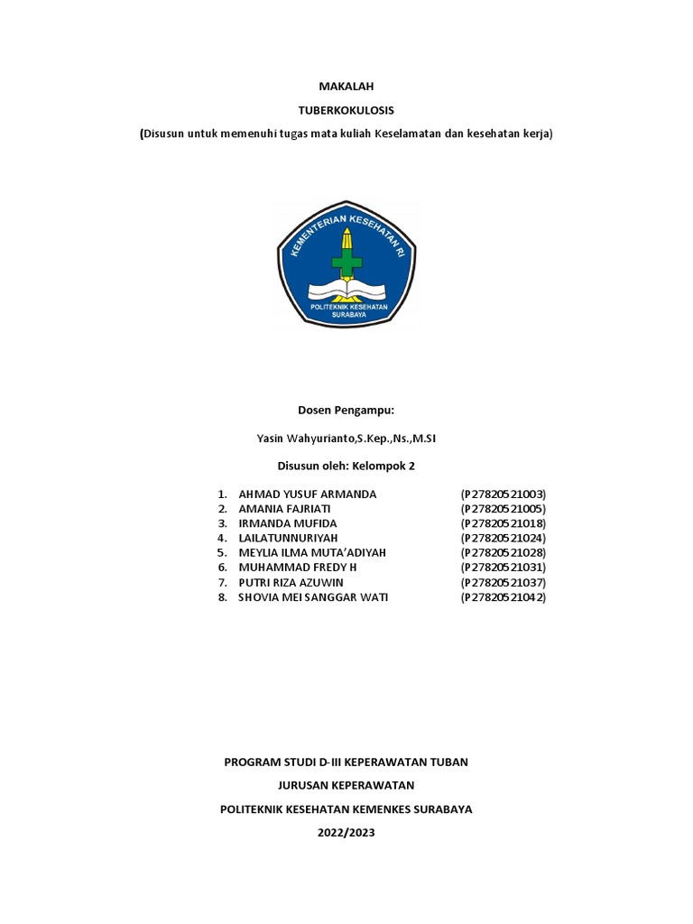MAKALAH K3 TBC Kel 2 | PDF | Pengembangan Diri | Kesehatan Holistik