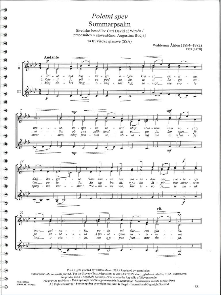 Poletni Spev (A. Budja) PDF | PDF