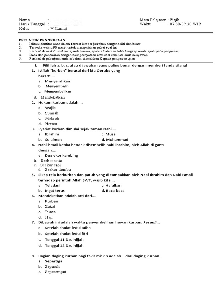 Soal Mamah Kelas 3,4,5,6 Semester 2 | PDF