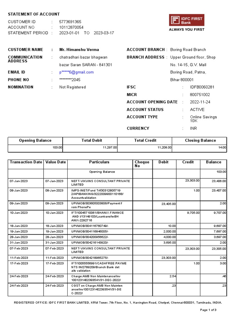 Statement of Account Summary | PDF | Credit Card | Debit Card