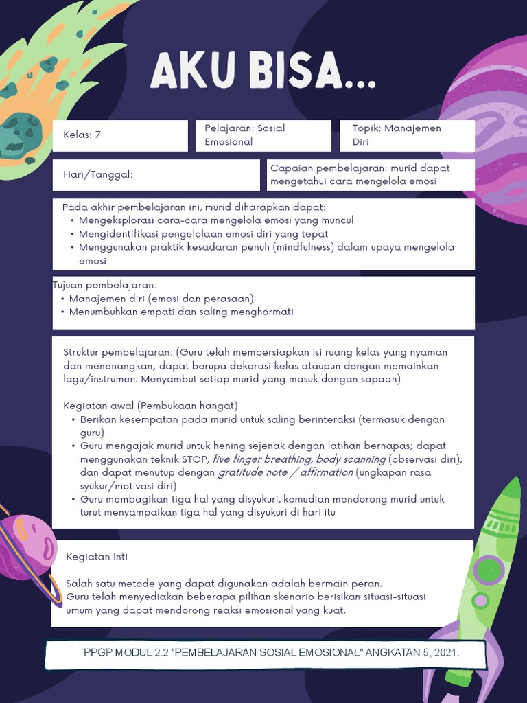 Contoh RPP Kse Manajemen Diri | PDF