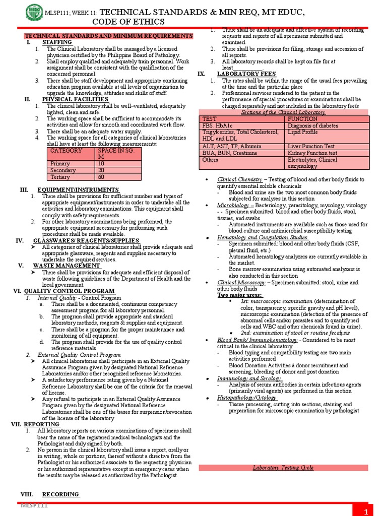 Clinical Laboratory Standards & Requirements | PDF | Educational ...