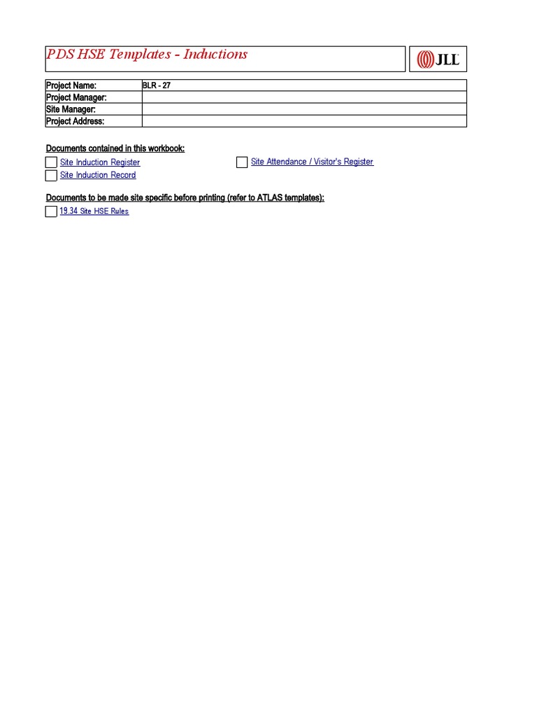 PDS HSE Templates - Inductions | PDF | Safety | Occupational Safety And ...