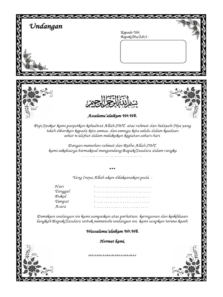 Surat Undangan Yasinan Keluarga | PDF