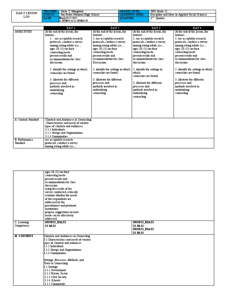Diass Week 4 5 Final Pdf Learning Teachers