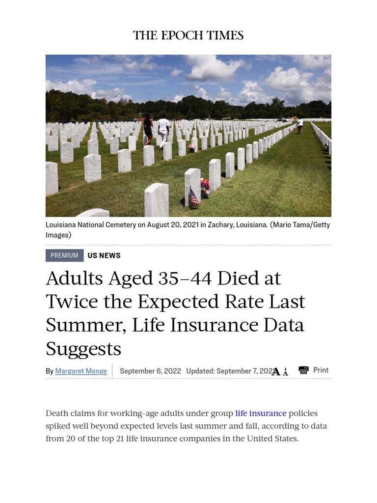 Adults Aged 35-44 Died at Twice The Expected Rate Last Summer, Life ... Adults Aged 35-44 Died at Twice The Expected Rate Last Summer, Life ...