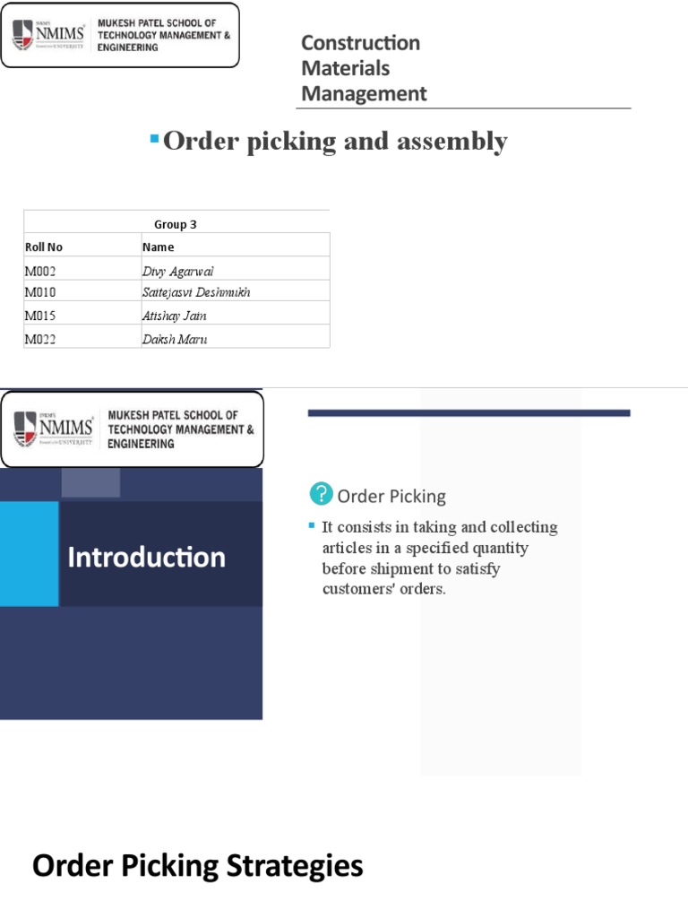 Order Picking and Assembly For Construction Material MGMT | PDF ...