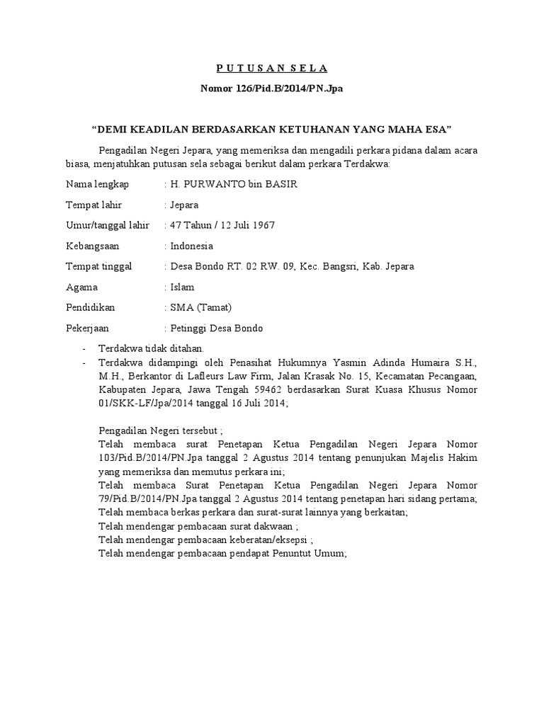 Contoh Putusan Sela | PDF