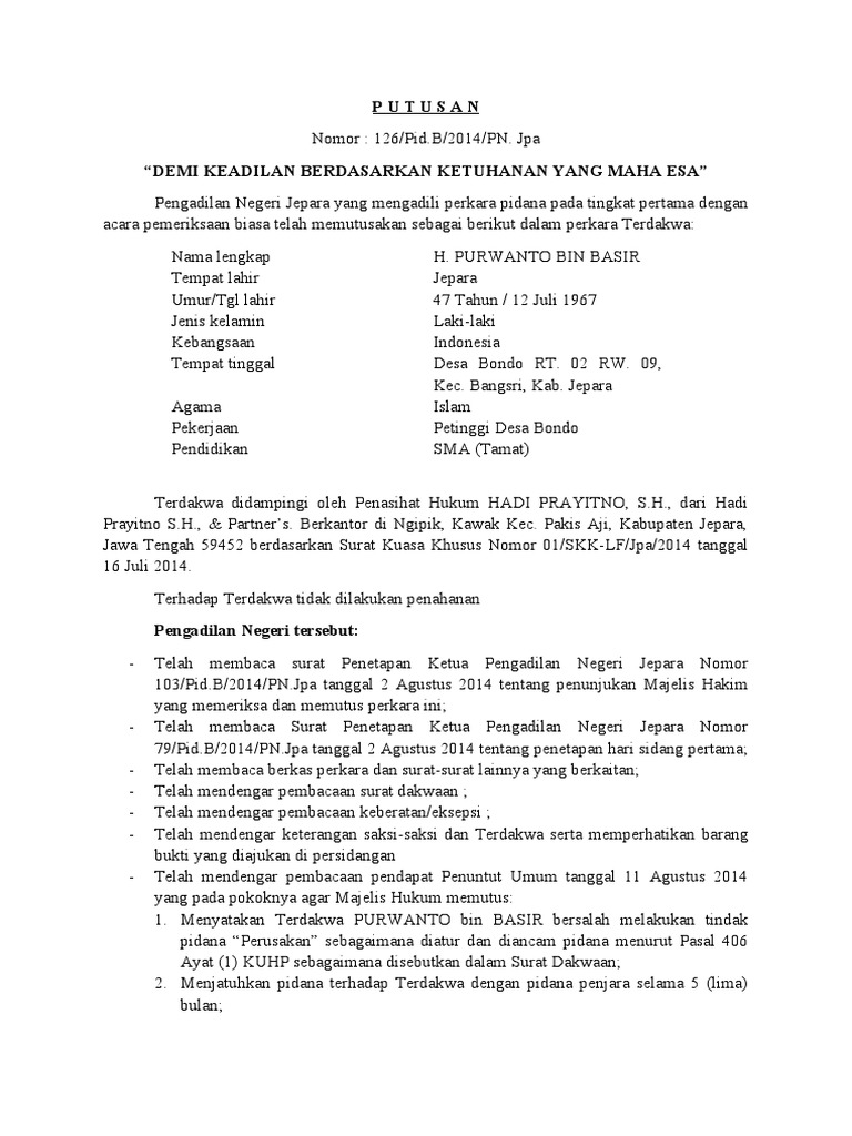 Contoh Putusan Akhir | PDF