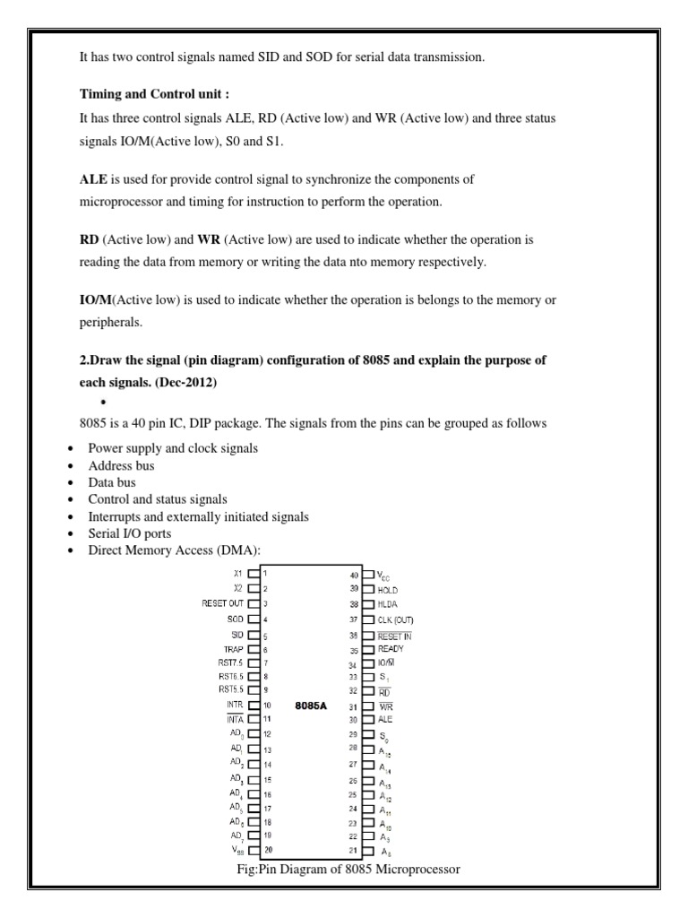8085 Microprocessor Signal Guide | PDF