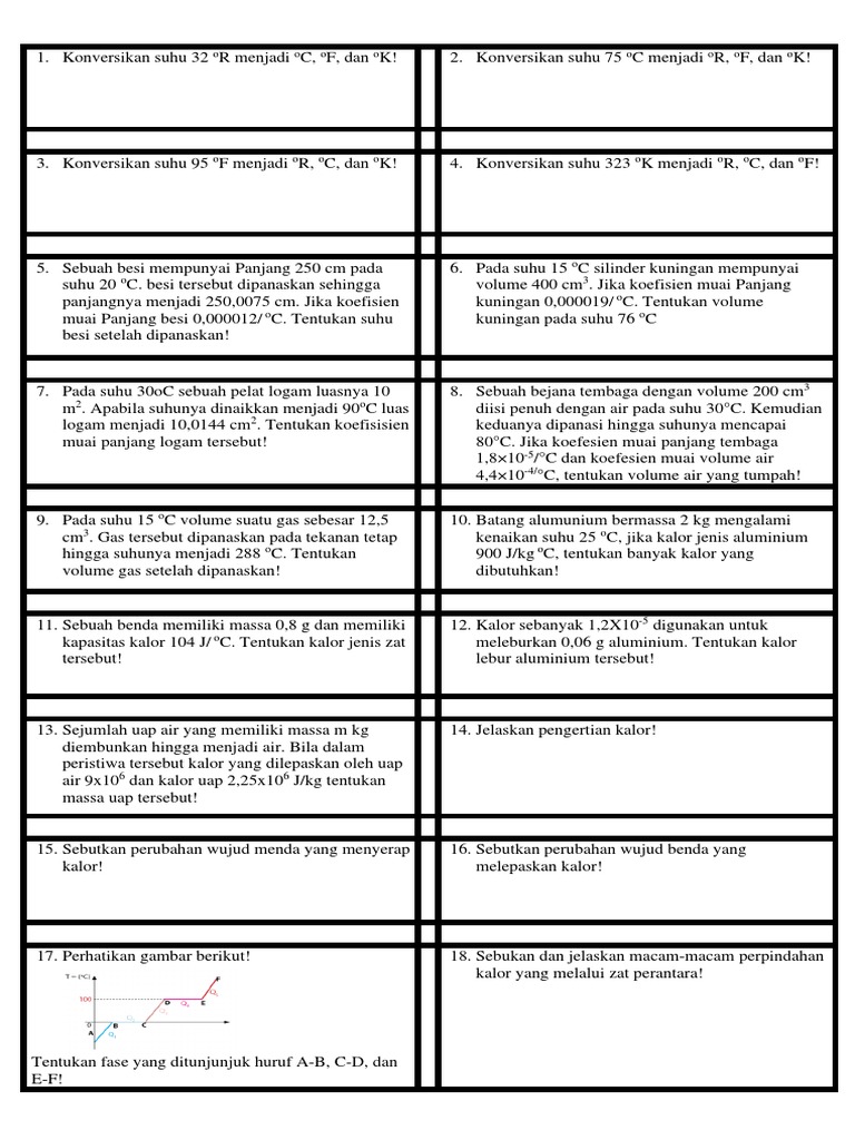Kuis Kelas 7 Bab 3 (Suhu, Pemuaian Dan Kalor) | PDF