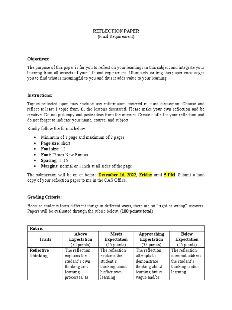 GE 108 Reflection Guidelines | PDF | Learning | Experience