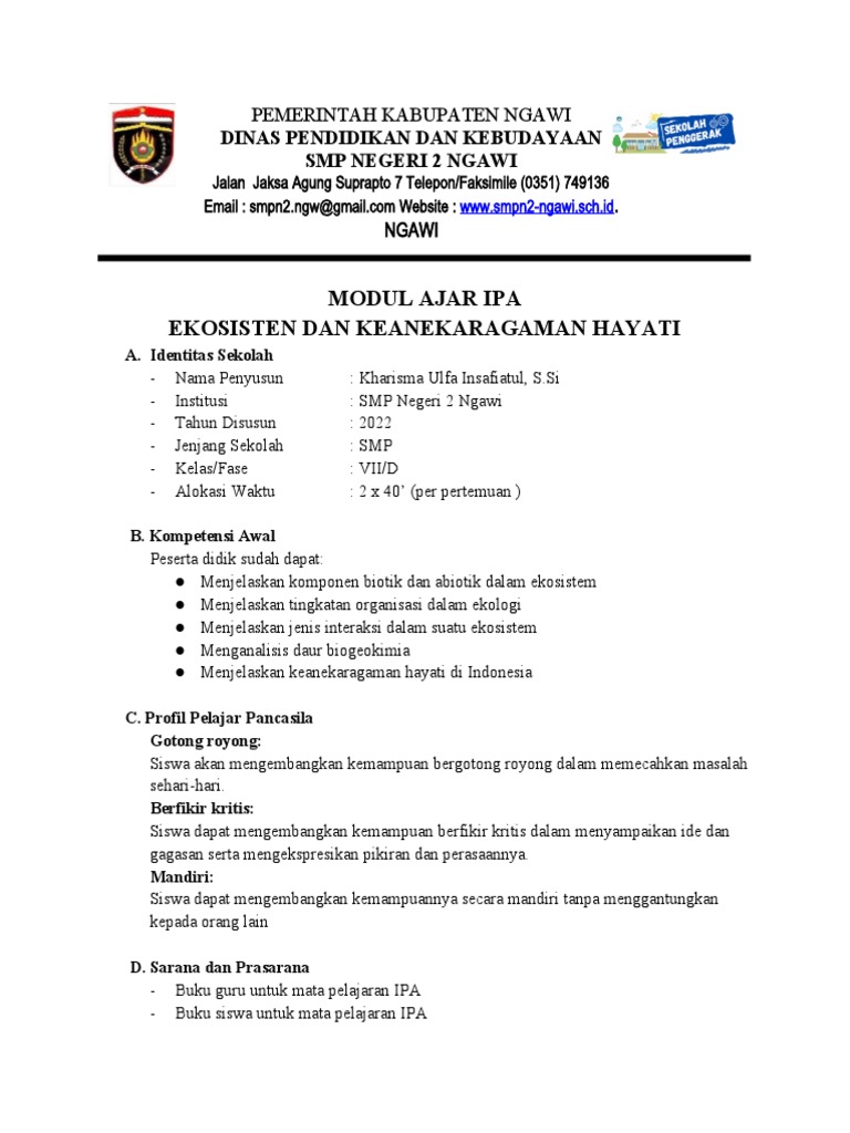 Modul Ajar Ekosistem | PDF