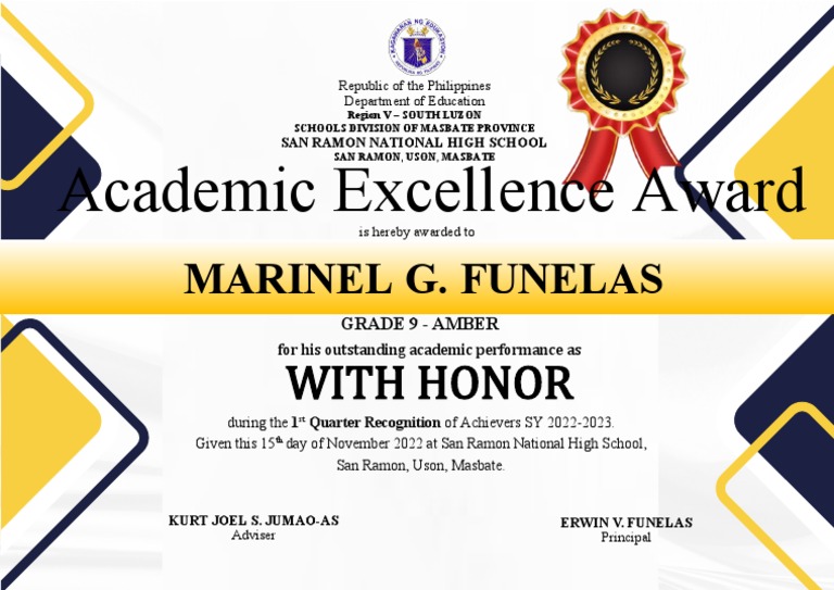 1st Quarter Academic Excellence Awards | PDF