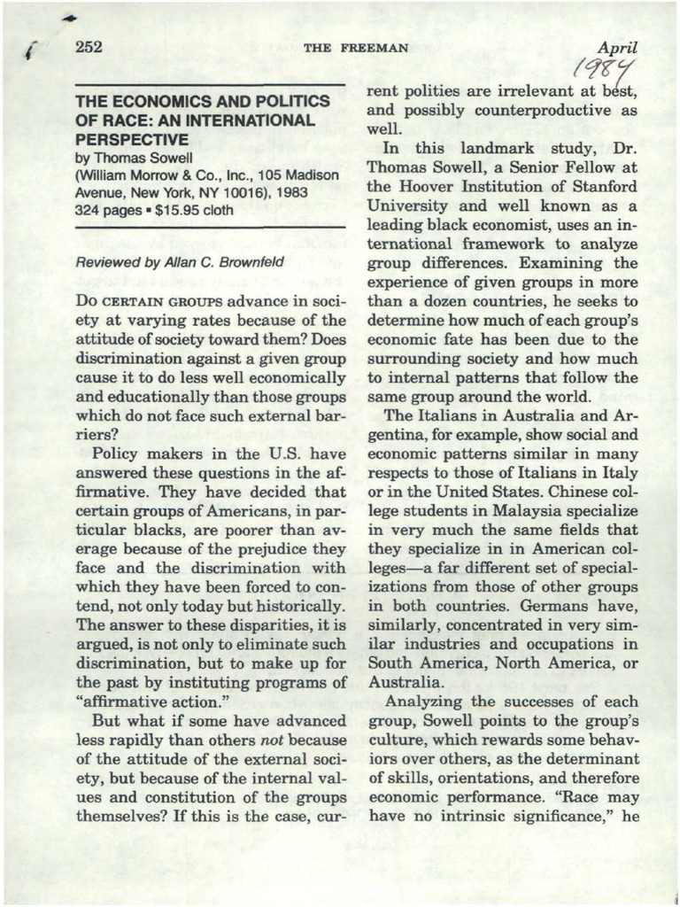 804 The Economics and Politics of Race An International Perspective ...