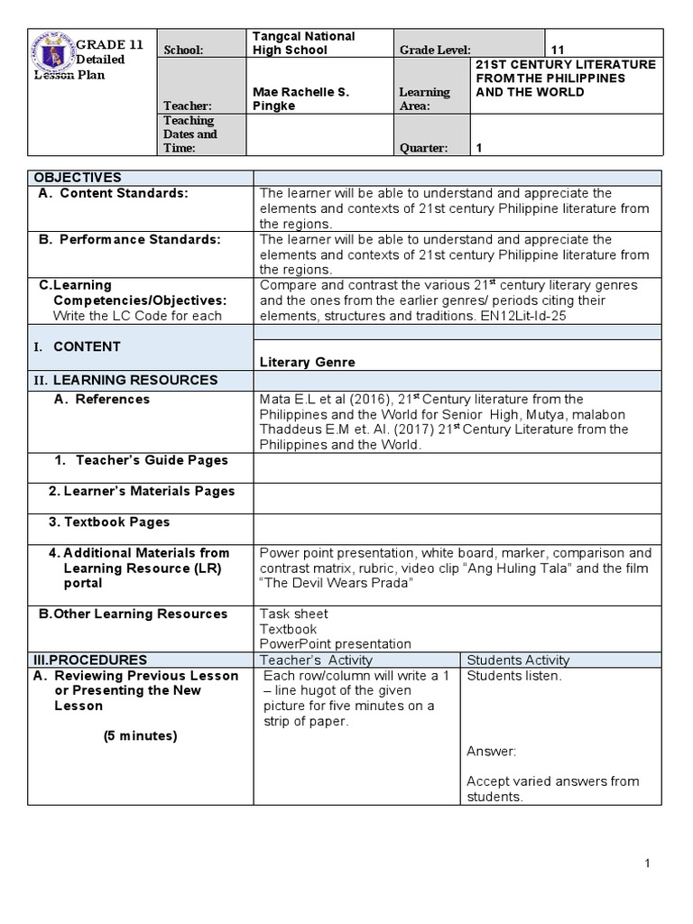 DLP Module 3 21st Century Literature | PDF | Poetry | Learning