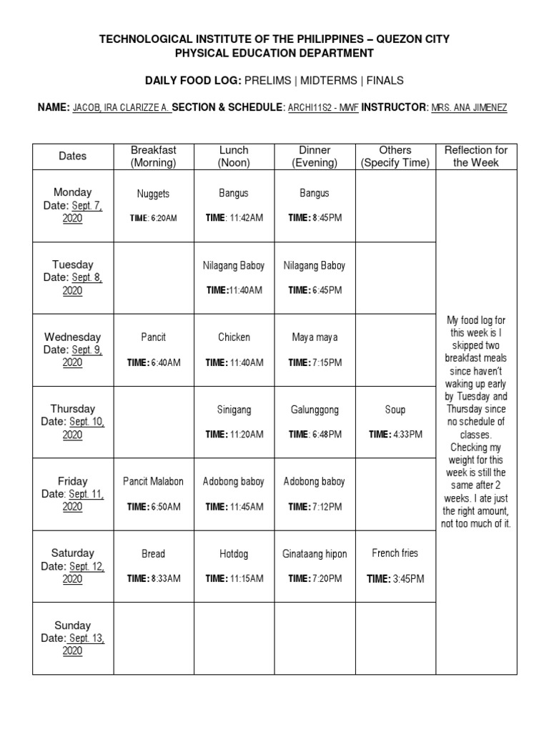 PathFit-Physical Fit | PDF | Lunch | Food And Drink