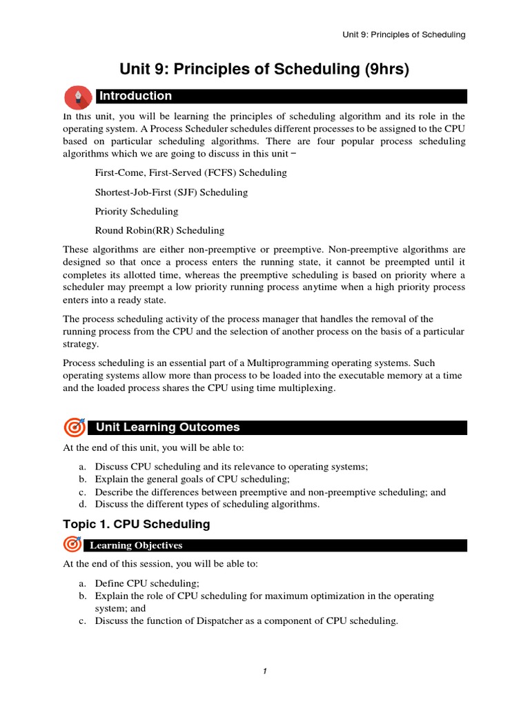 Unit 9 Scheduling | PDF | Scheduling (Computing) | Process (Computing)