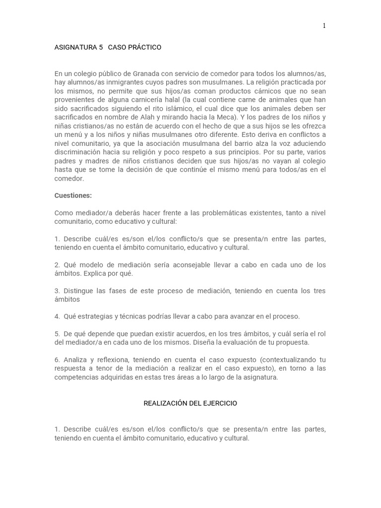 Mediación En Centro Docente Caso Práctico Pdf Mediación Evaluación