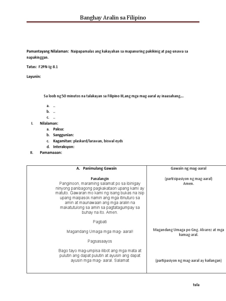 Lesson Plan Dula | PDF