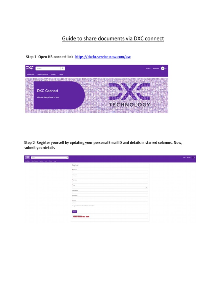 Document Sharing via DXC Connect Guide | PDF