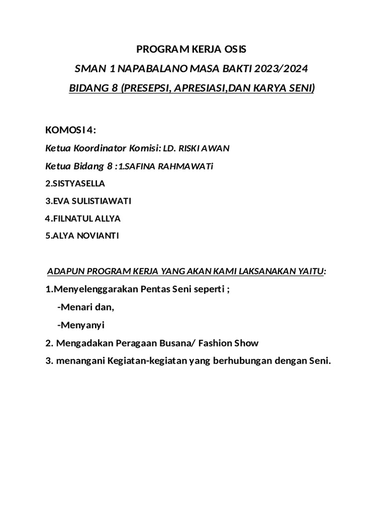 Program Kerja Osis Bidang 8 PDF | PDF