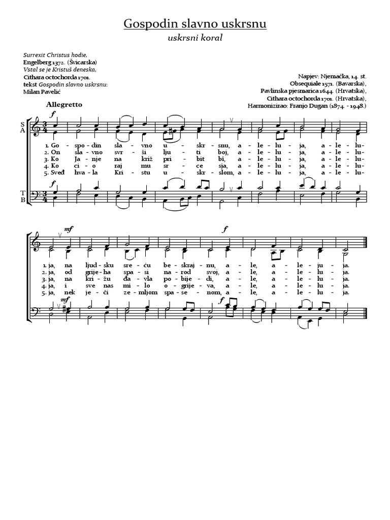 Gospodin Slavno Uskrsnu (Harm. F. Dugan) | PDF