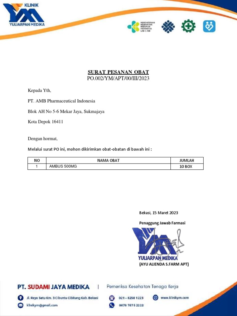 SURAT PESANAN OBAT APOTEK New | PDF