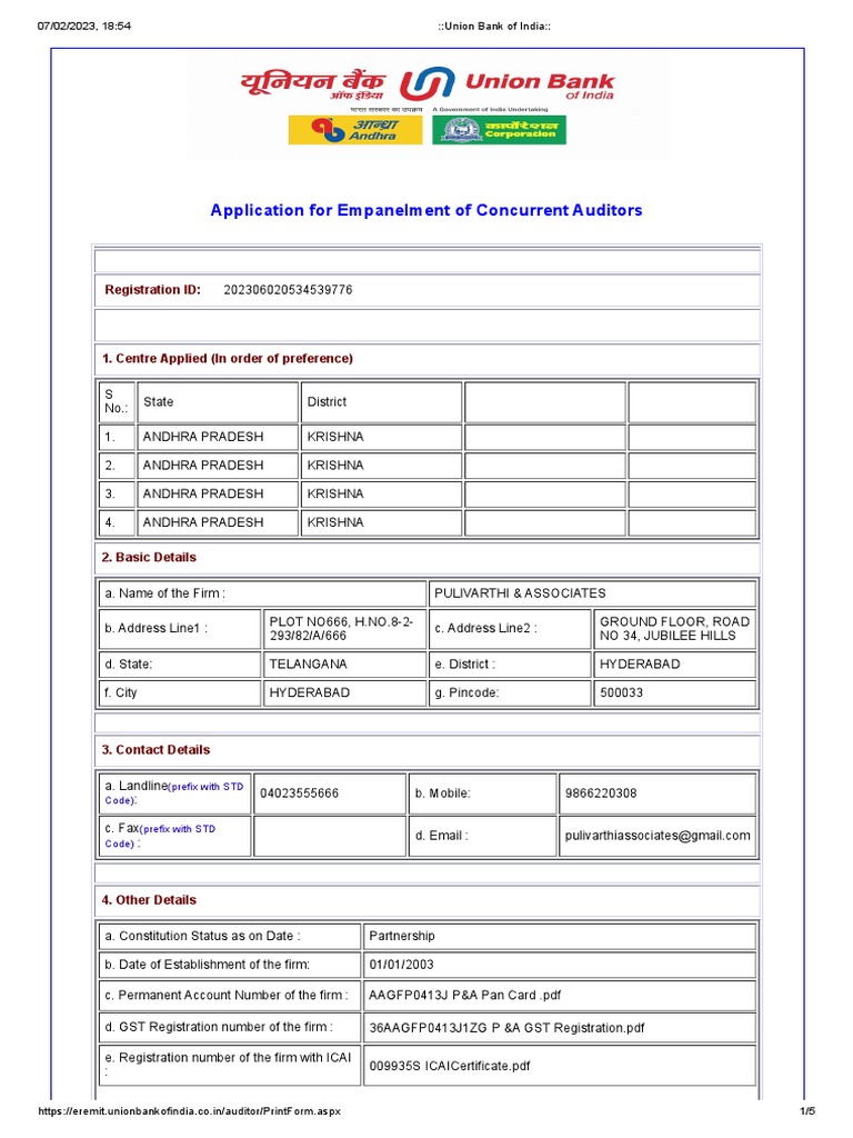 Union Bank of India - Application - 230317 - 073648 | PDF | Reserve ...