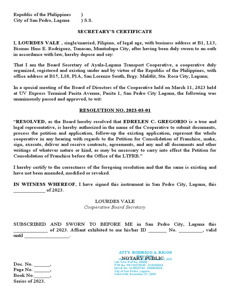 sECRETARY cERTIFICATE | PDF | Common Law | Justice