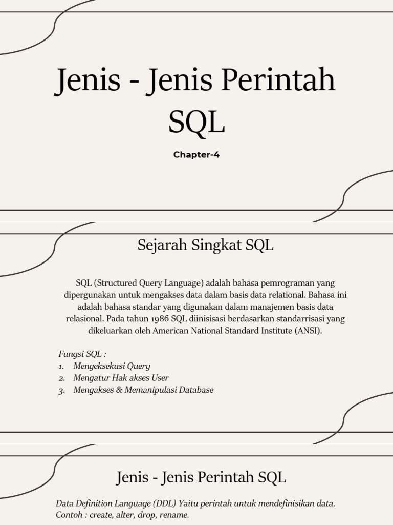 Chapter Jenis Jenis Perintah Mysql | PDF